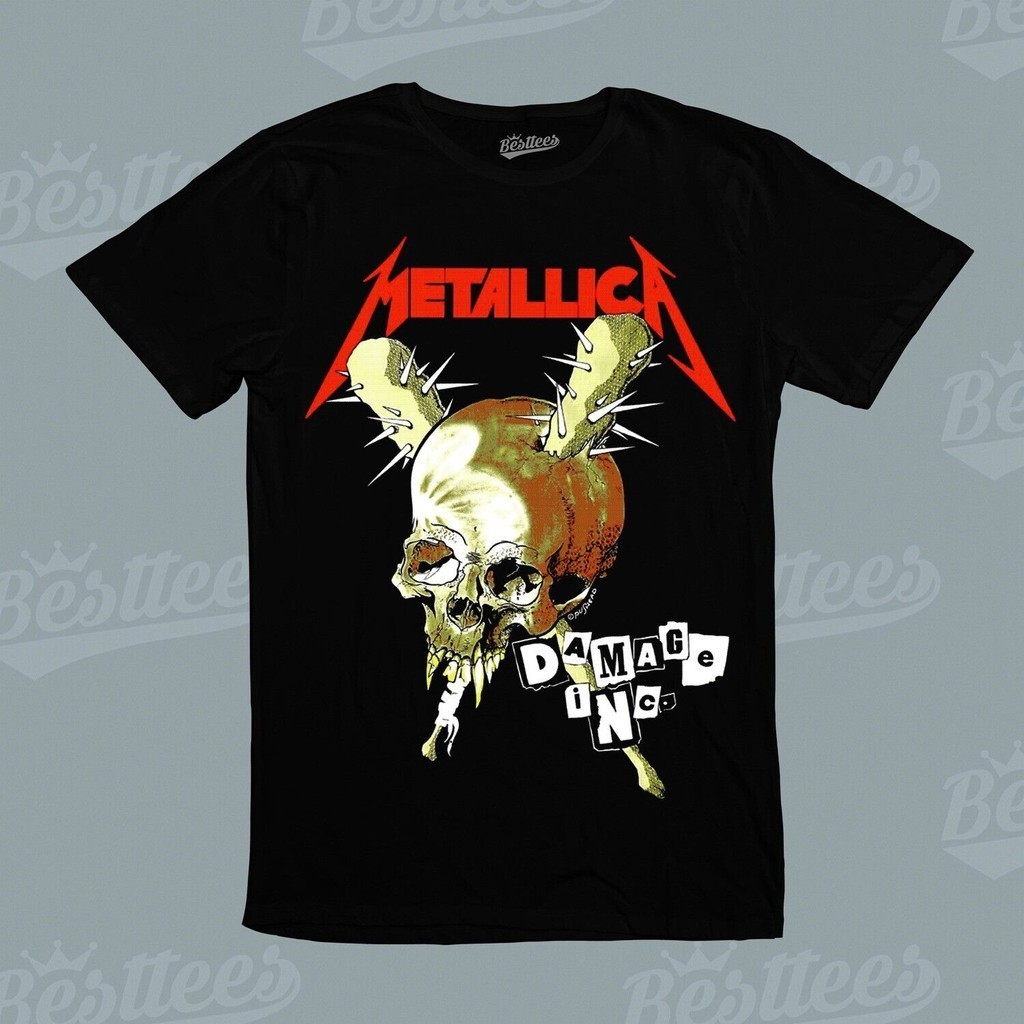 Unisex Metallica Skull Bat Heavy Metal Rock Music Band T-Shirt | Shopee ...