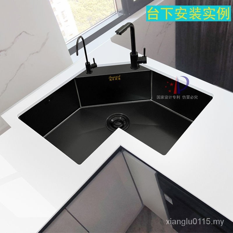 German Corner Sink Customized Stainless Steel Black Nano Corner Special ...