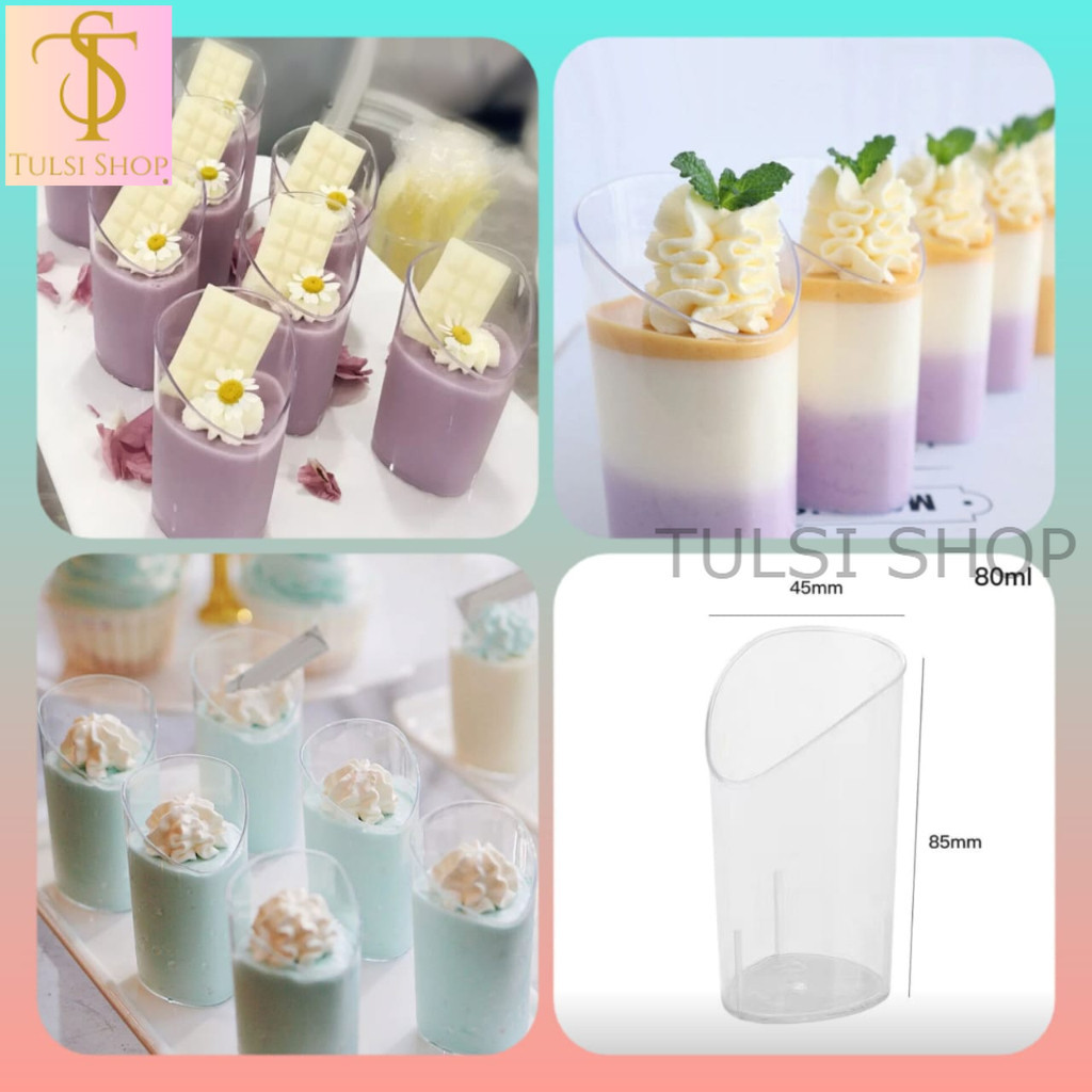 (READY-STOCK) Dessert Mousse Pudding Slanted Cup Mini Cup Disposable ...