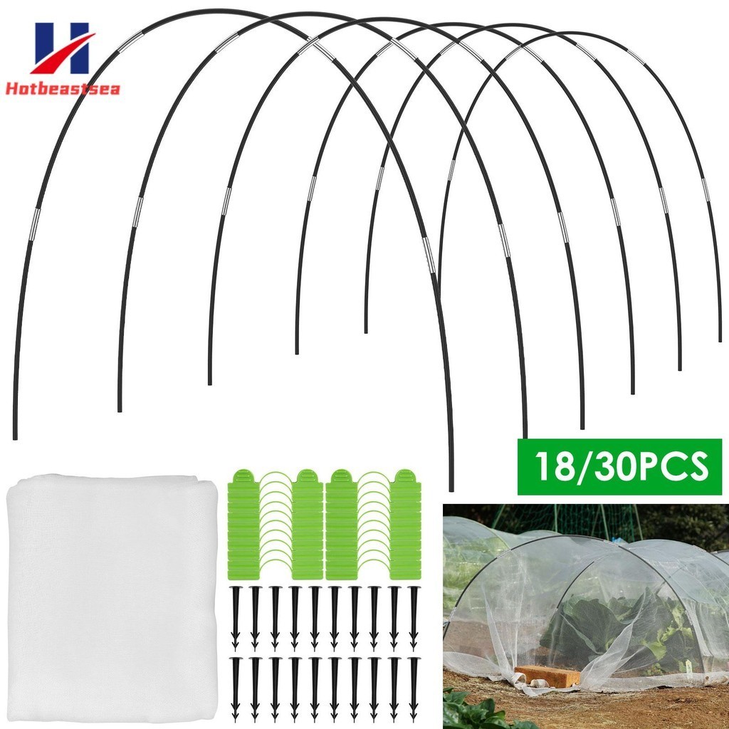 18/30Pcs Greenhouse Hoops Grow Tunnel Kit Rustproof Fiberglass ...