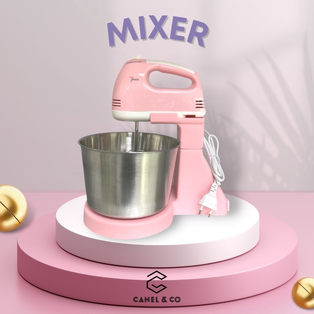 PINK 7 Speed Electric Egg Beater Hand Mixer Baking Whisk Mesin Pengadun ...