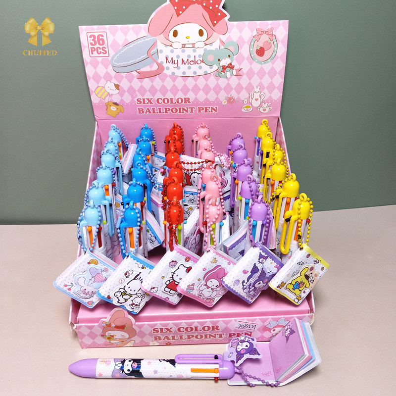 Chuffed Cartoon Sanrio Ballpoint Pen 6-color Marker Kuromi Melody ...