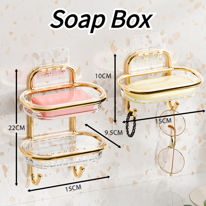 Bathroom Soap Box Wall Mounted, Soap Storage Rack, Punch-free Soap ...