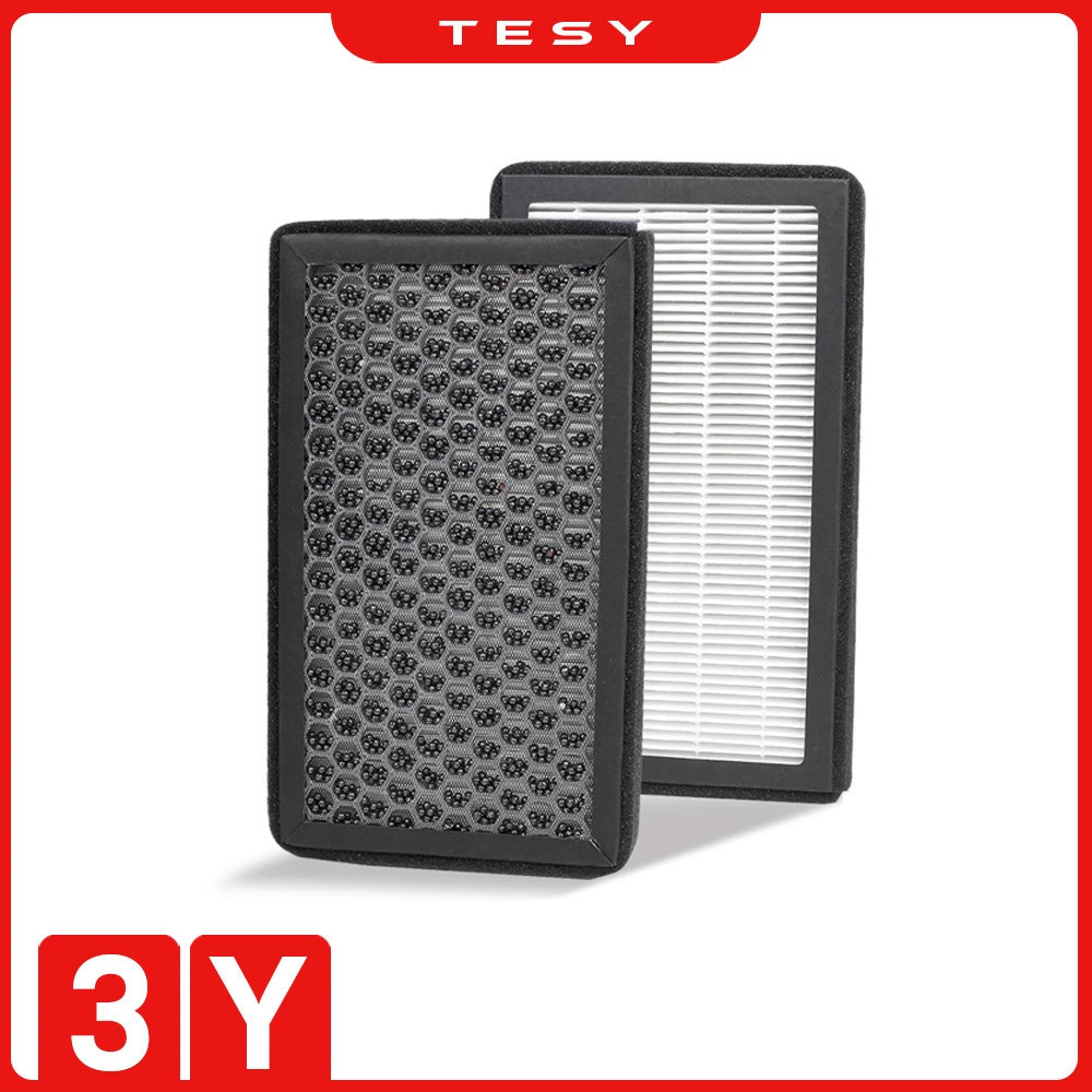 2 Pieces/Set For Tesla Model 3 Model Y HEPA Activated Carbon Air Filter ...