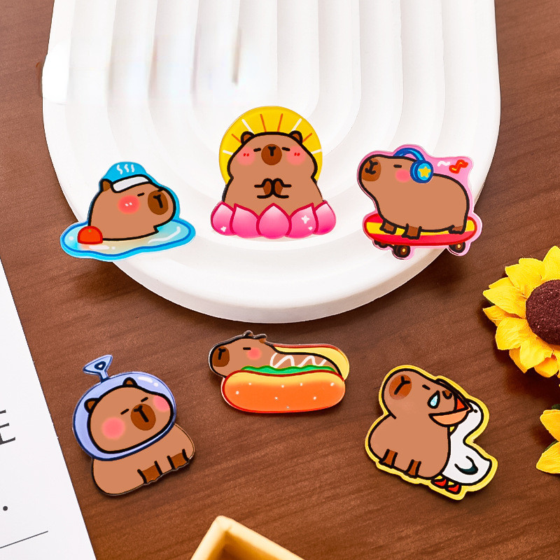 Kapibala Brooch Student Cute Bag DIY Acrylic Pin Cartoon Capybara Badge ...