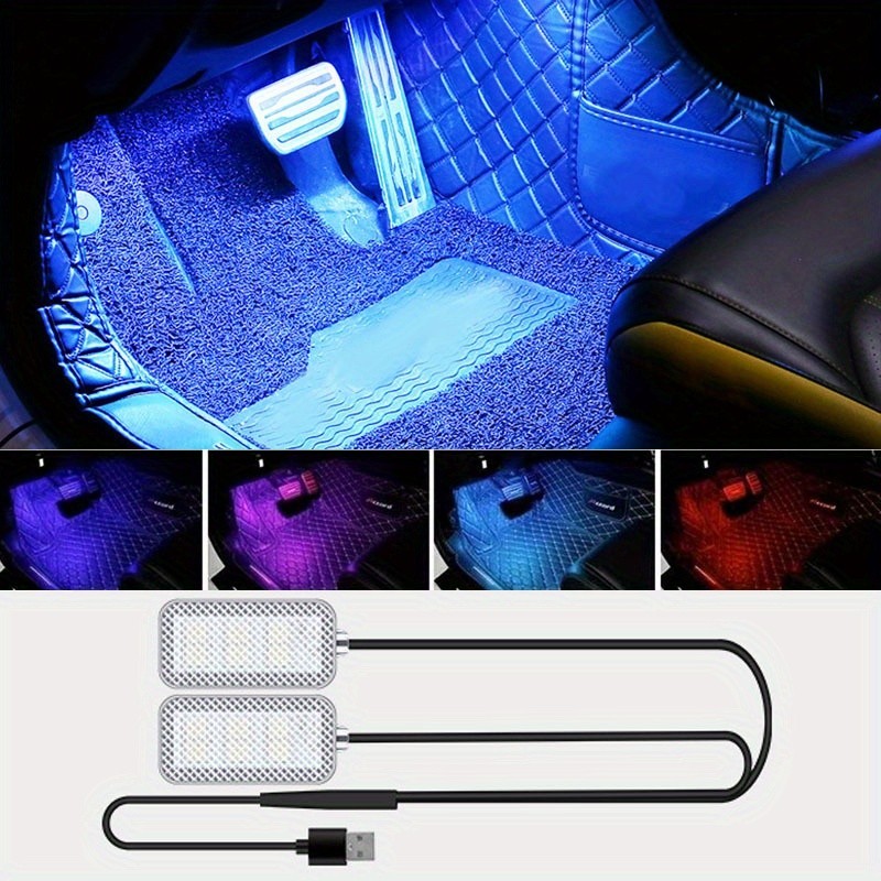 2 IN1 Car Atmosphere Led Foot Light USB Lighter environment decorative ...