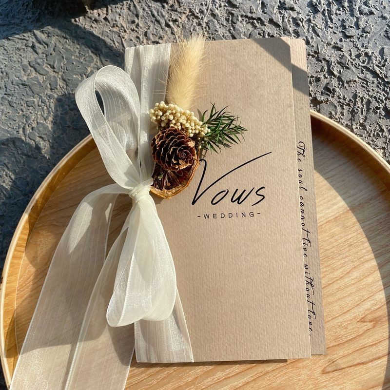 Wedding Vow Card Premium Vow Card Retro Green Outdoor Mori Series ...