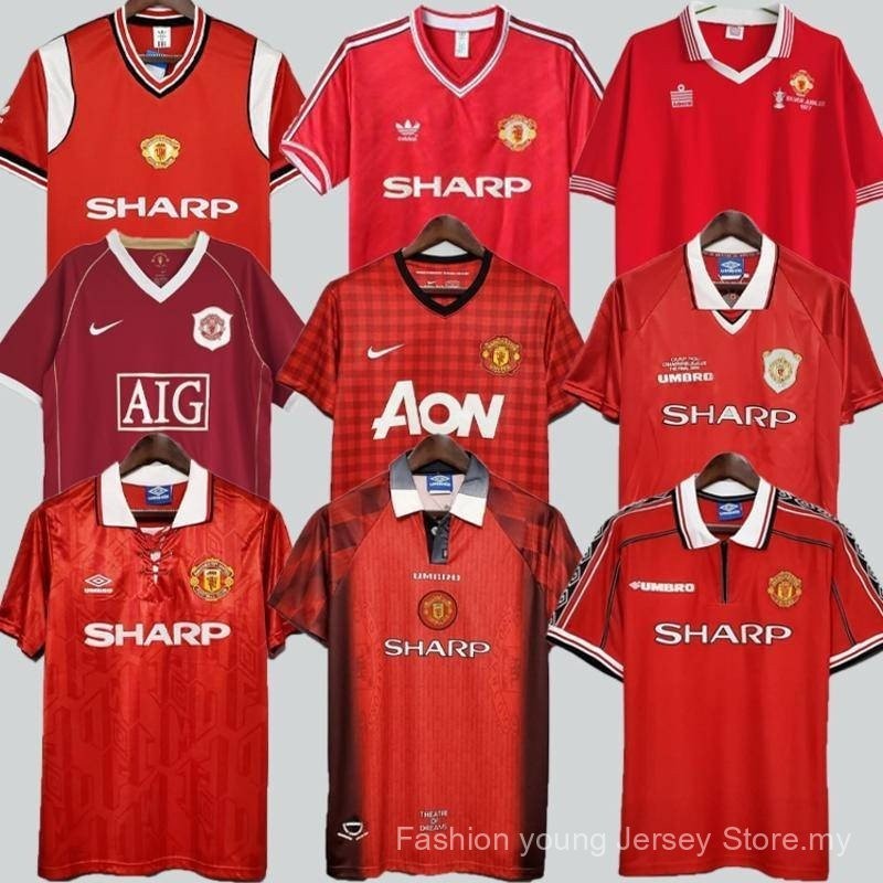 1998 MU Home Retro Bola Sepak Jersi 92-94 96-97 99-00 06-07 Manchester ...