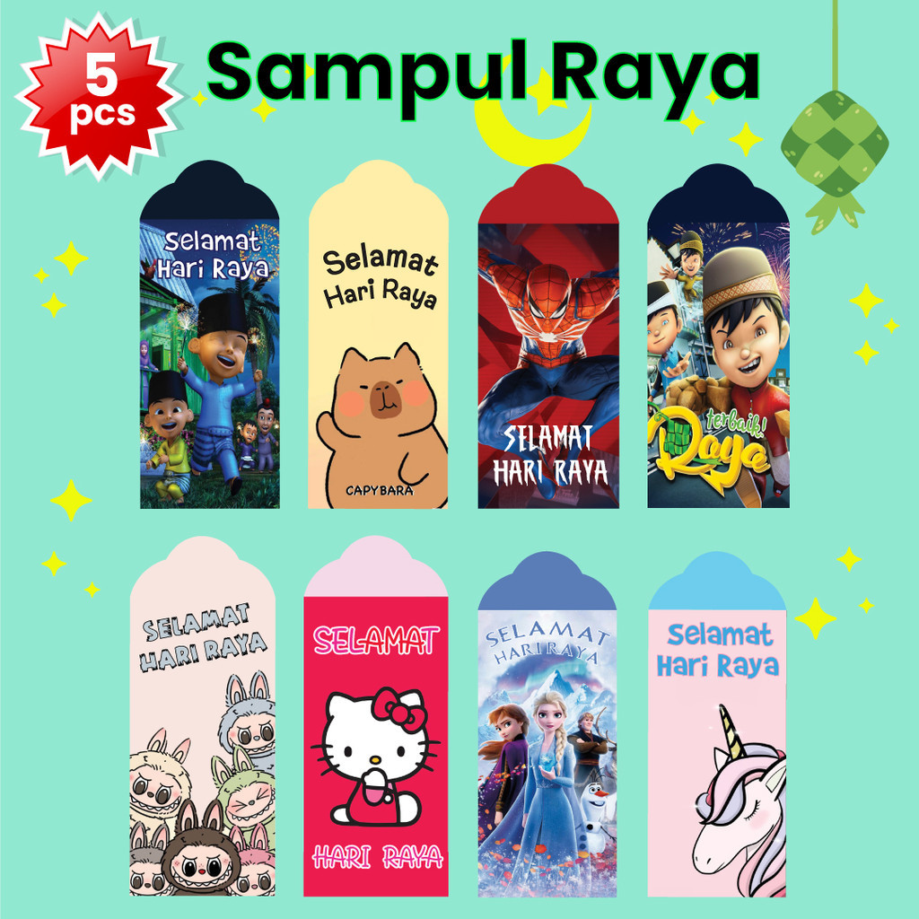 (5 Pcs/Pack) Sampul Duit Raya KARTUN Koleksi 2025 (8 Designs) / Money ...