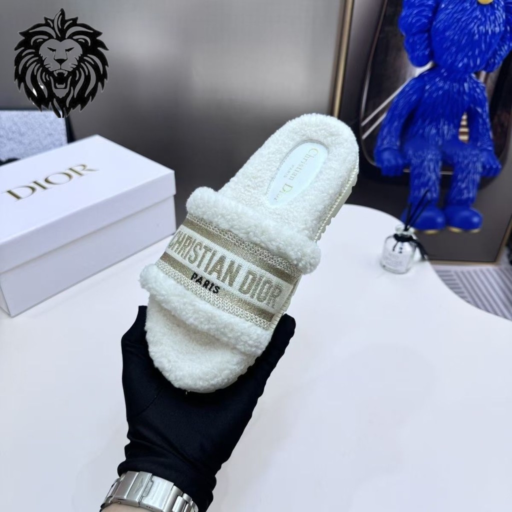 Dior Winter Wool Slippers Female Foreign Influencer Increased New Style ...