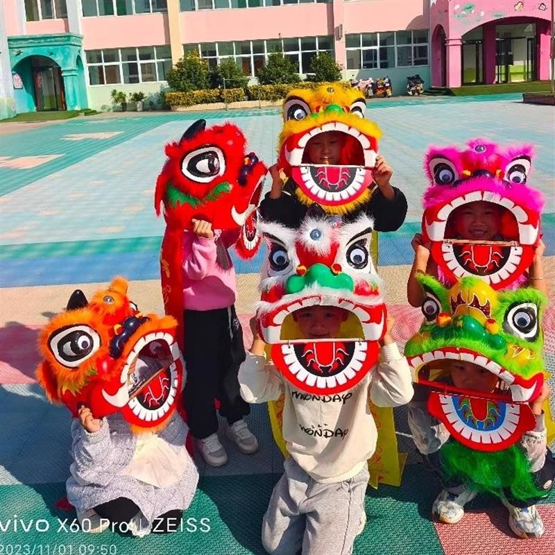 Plastic Children's Lion Dance Props Set Lion Dance Head Drum ...