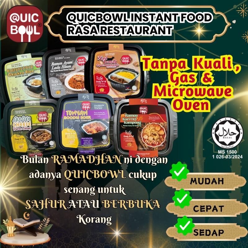 QUICBOWL [HALAL] Tomyam Laksa Cheese Ramen Mee Nasi Oden Chicken Daging ...