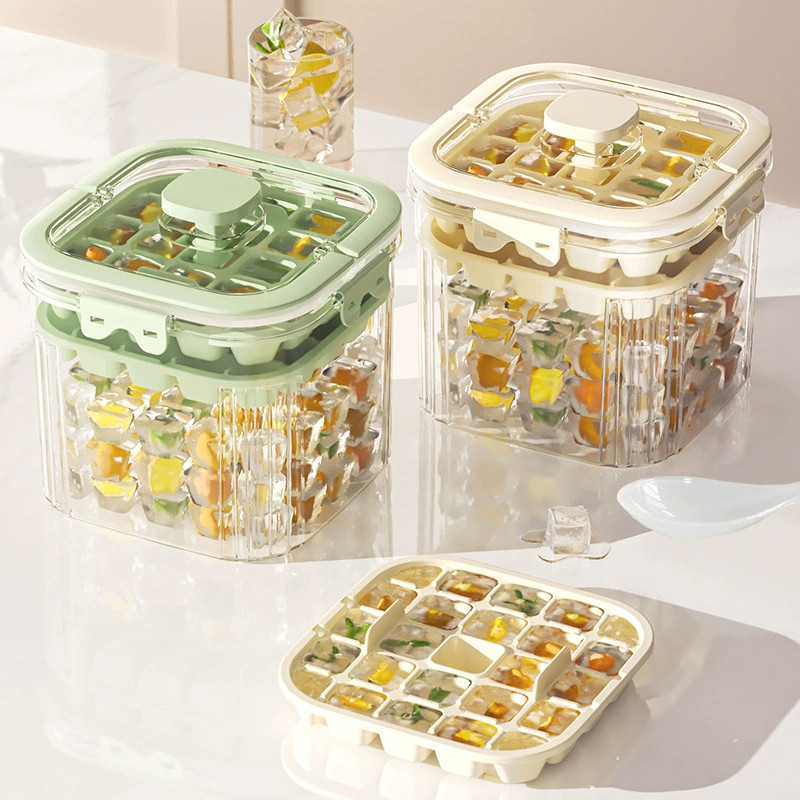 2 in1 Portable Pressed Ice Cube Tray 48 Grids Large Ice Cube Mold Ice ...