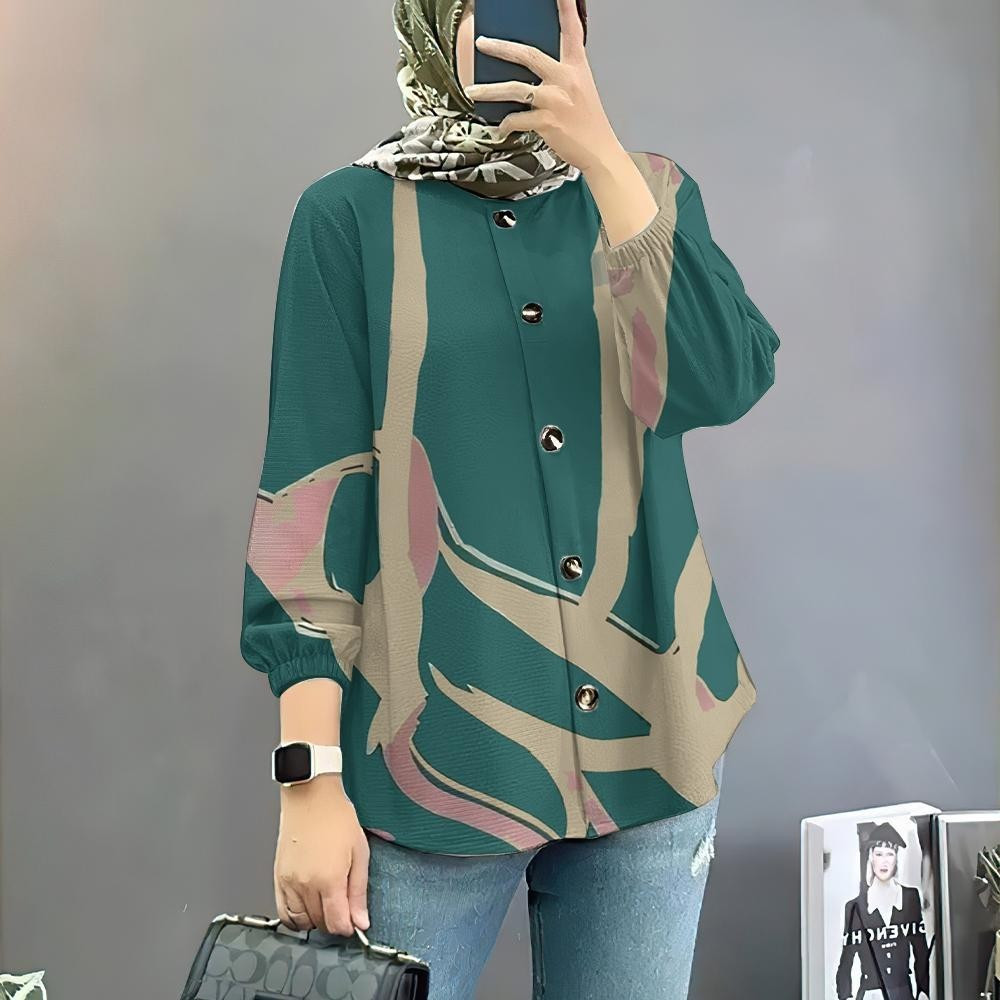 baju blouse muslimah style Daily O-neck blouse labuh muslimah plus size ...