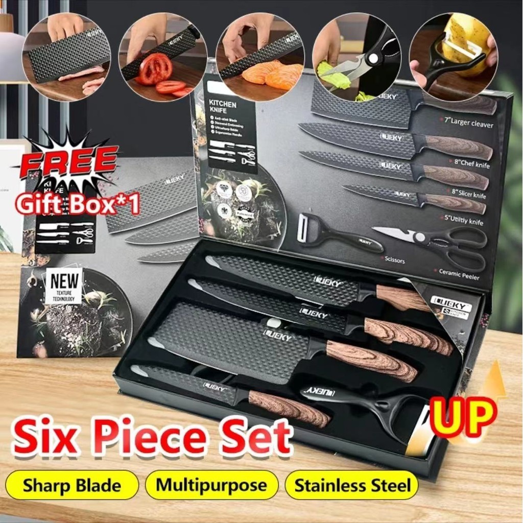 《Kitchen Knife》6Pcs Knife Set Cleaver Knife Chef Knife Utilities Knife ...