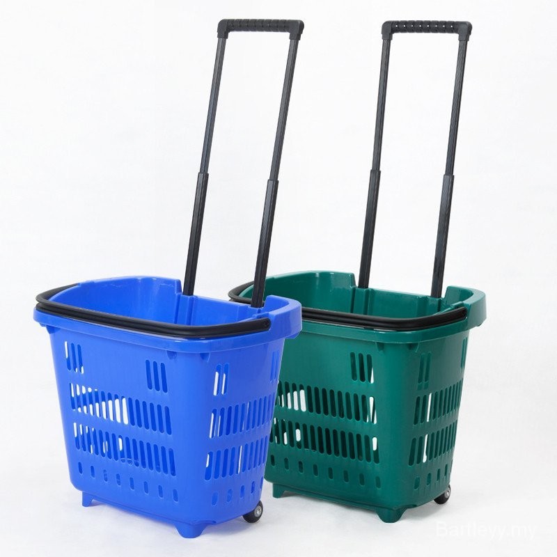 0fe9 Supermarket Shopping Basket Trolley Wheeled Carrying Basket Picnic ...