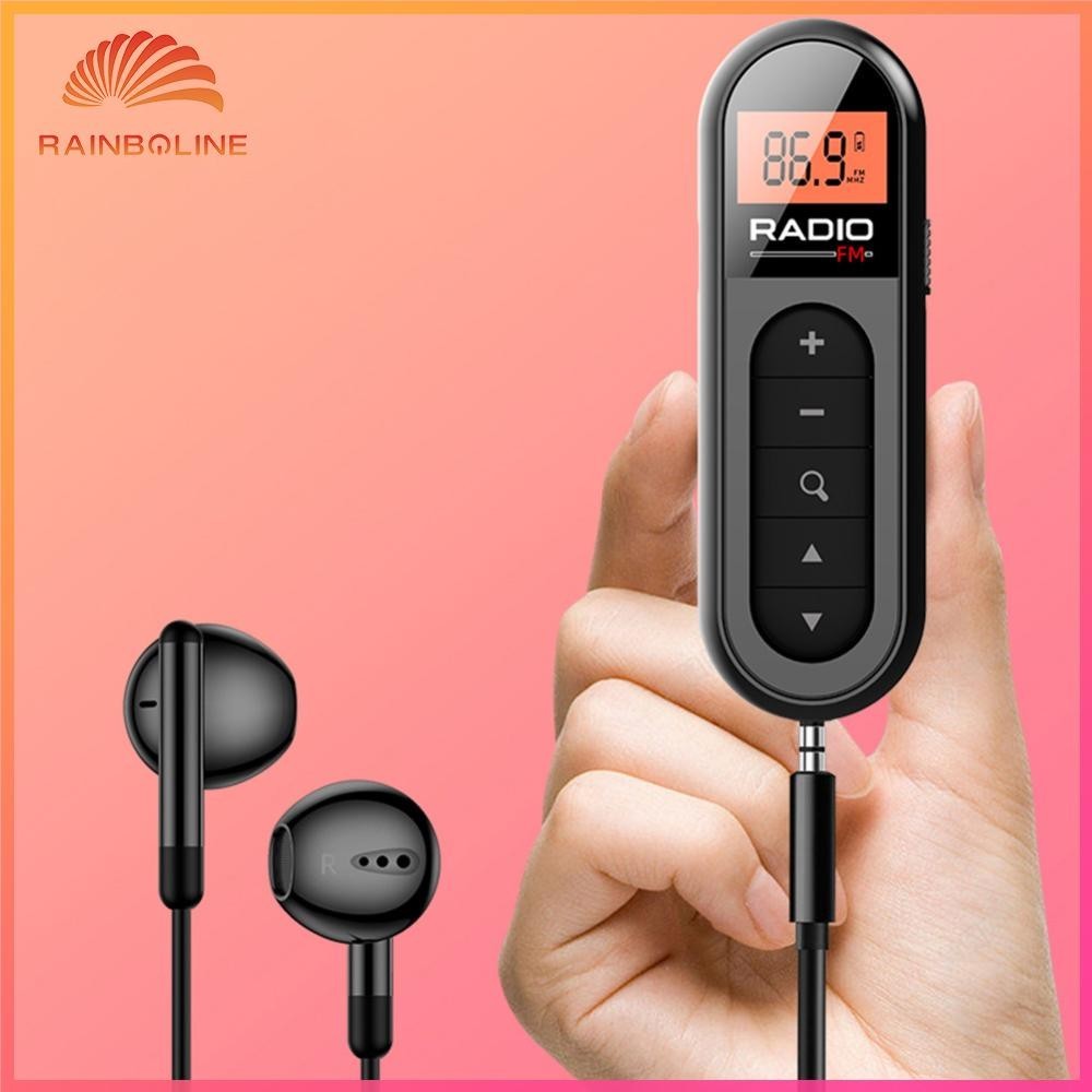 Rain Mini Pocket FM Radio With Backlight LCD Display Wired 3.5mm ...
