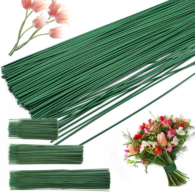 20/30/40cm Artificial Flower Stems Rose leaves/base Iron Wire Stem DIY ...