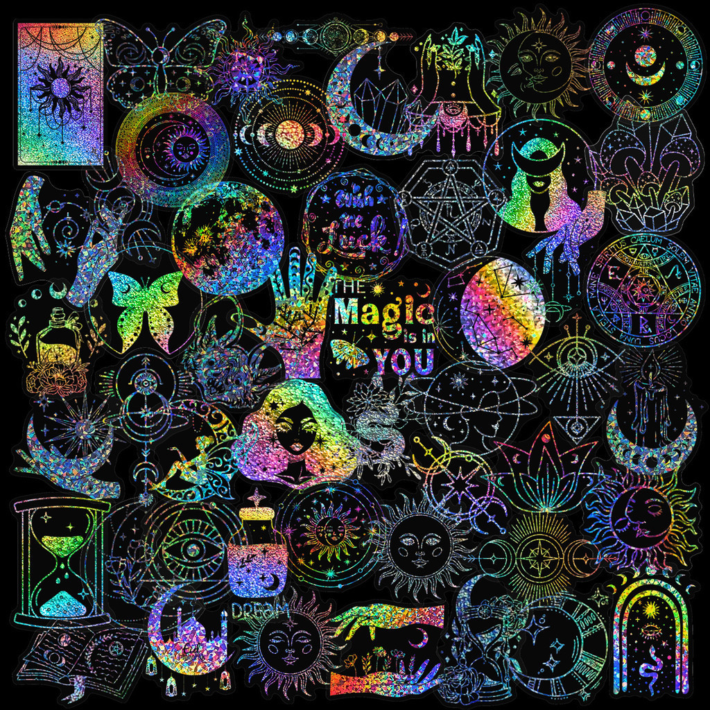 Transparent Magic World Laser Stickers Holographic Stickers Laser Flash ...