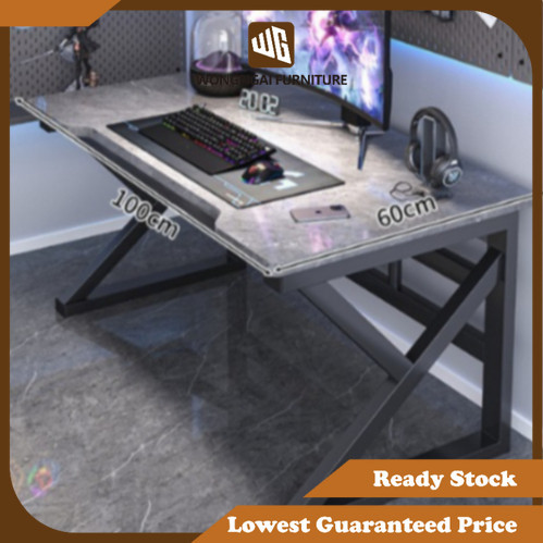 Wongngai 100cm Modern Wrought Iron Computer Desk Minimalist Office ...