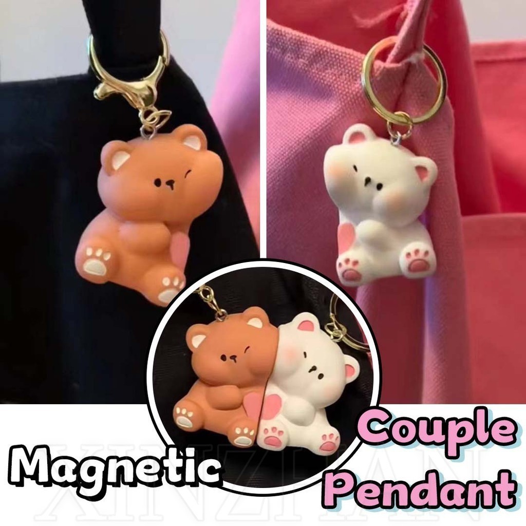 Little Bear Matching Key Ring - Cute, Cartoon, Creative - Magnet Couple ...