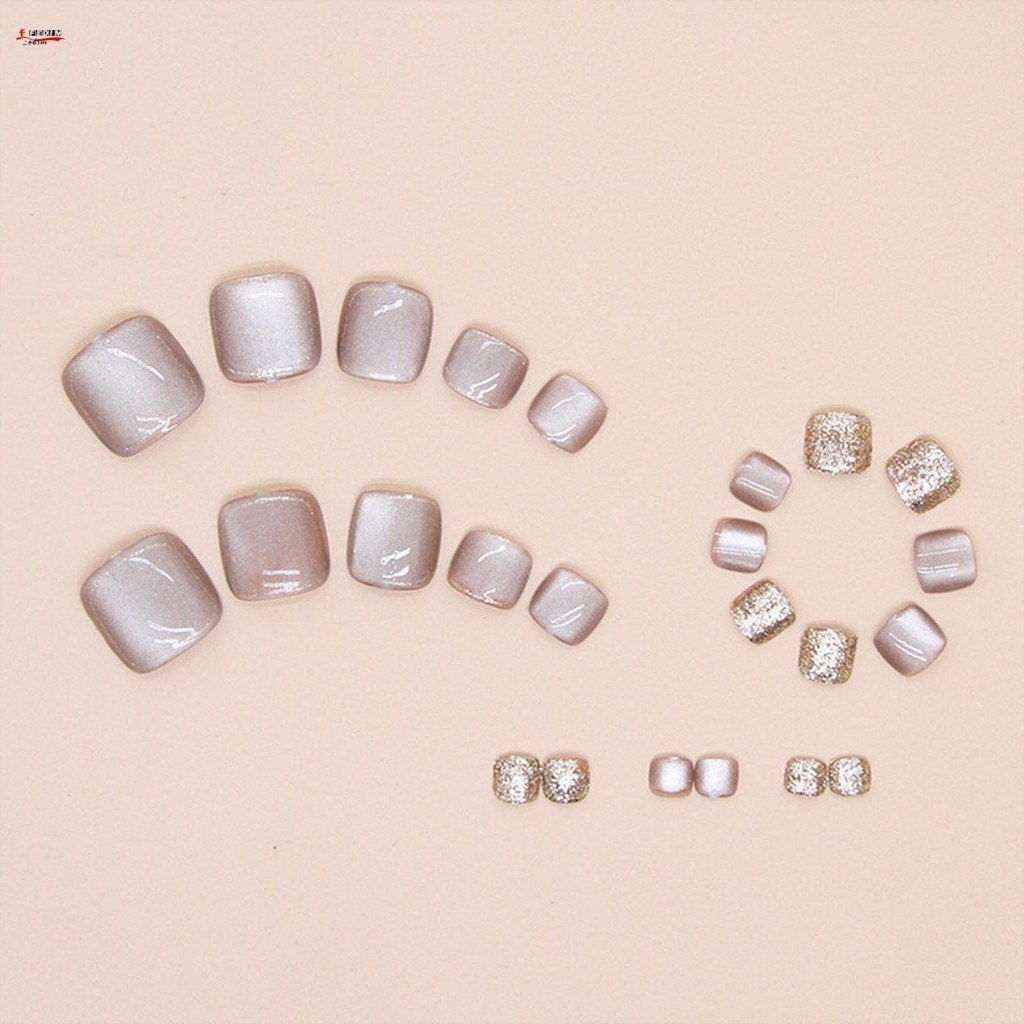 Clear Nude Cat Eye Fake Toenails Natural Unbreakable Nail Simple Wear ...