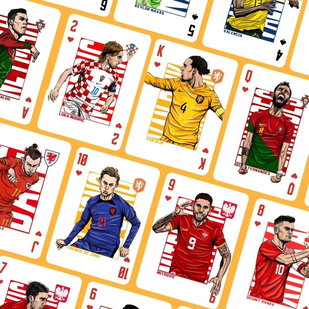 Qatar World Cup Hand-drawn comics collectible cards football star Messi ...