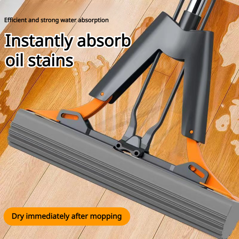 Lazy Rubber Cotton Mop Hands-Free Large Size Roller Sponge Mopping ...