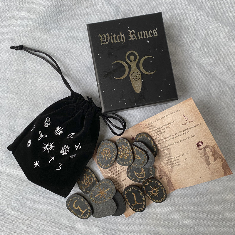 wayfarer> Wood Runes Stone Set Witches Rune Set 14 PCS Engraved Rune ...