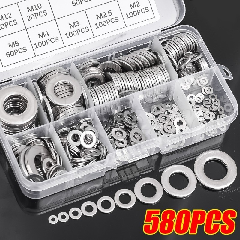 580Pcs/Box Stainless Steel Gasket - Hardware Accessories - Household ...