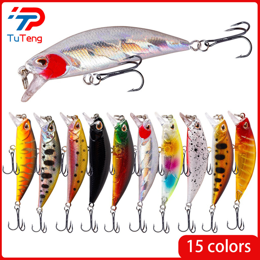 TuTeng1Pcs 15 Colors Fishing Lure 5g/5cm Sinking Minnow 3D Eyes Laser Trolling Plastic Buzz Bait ...