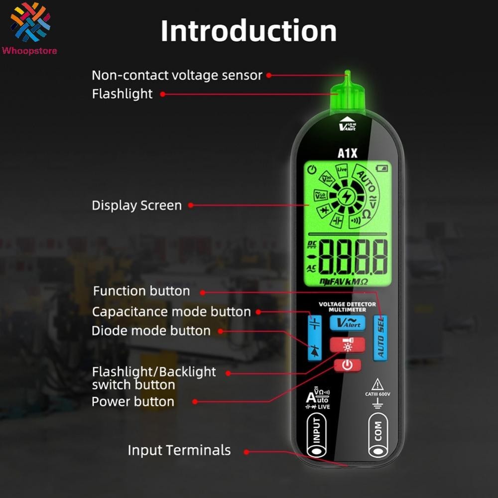 Portable A1X rechargeable pen multimeter with easy to use test pen and ...