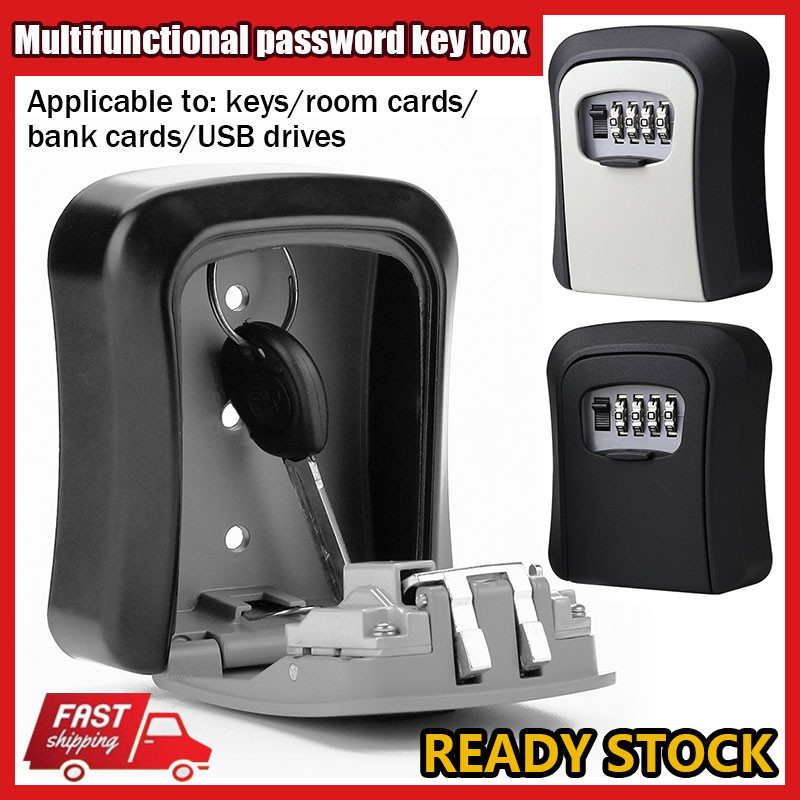 Wall Mount Key Box Portable Key Storage Lock Box 4 Digits Password ...