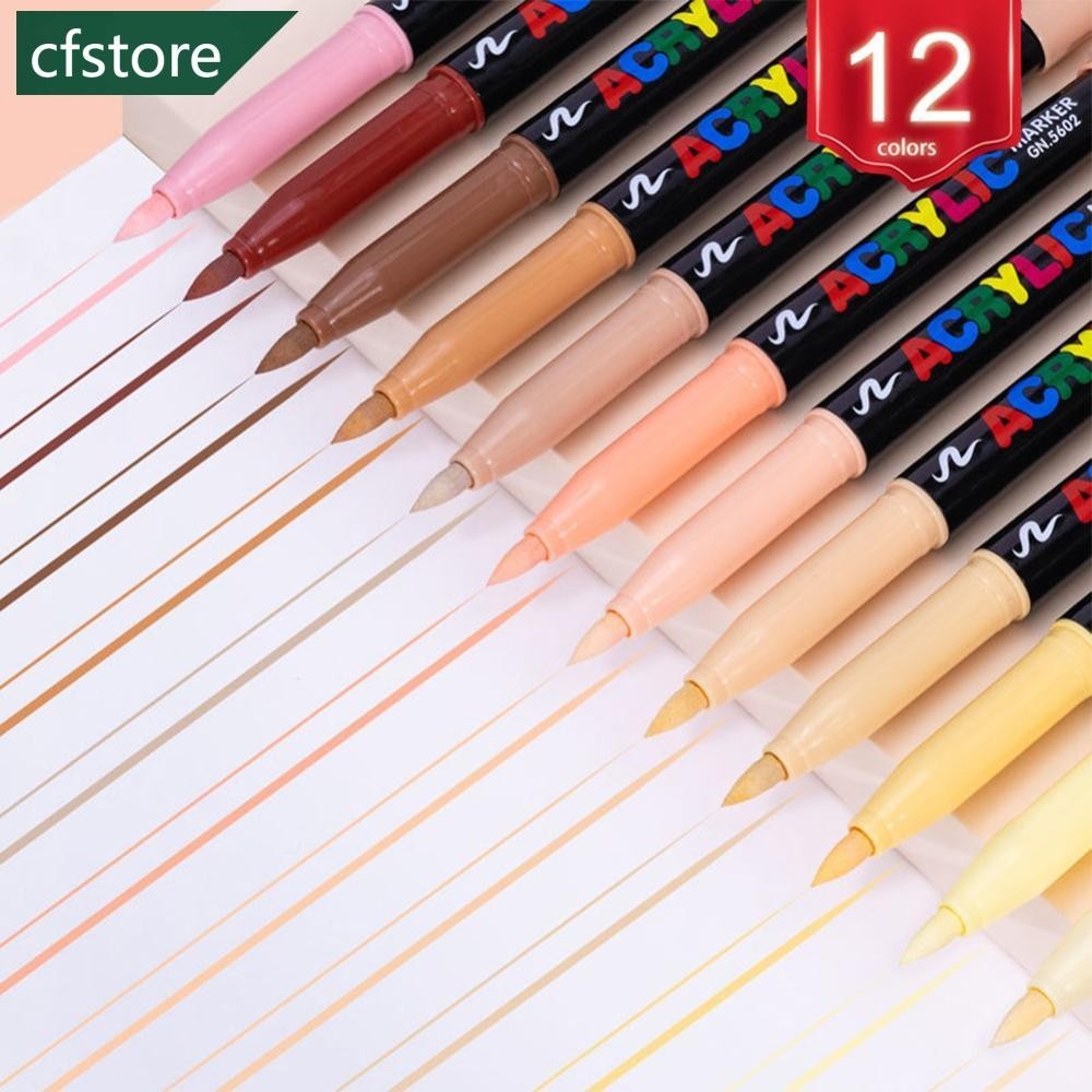 CFSTORE 12 Colors Skin Tone Markers Pens Nylon Soft Head Acrylic ...