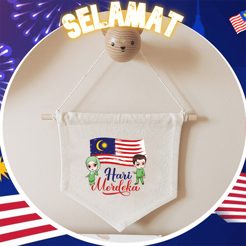 Malaysia Merdeka Day Pattern Printed Canvas Flag Bracket Hanging on ...
