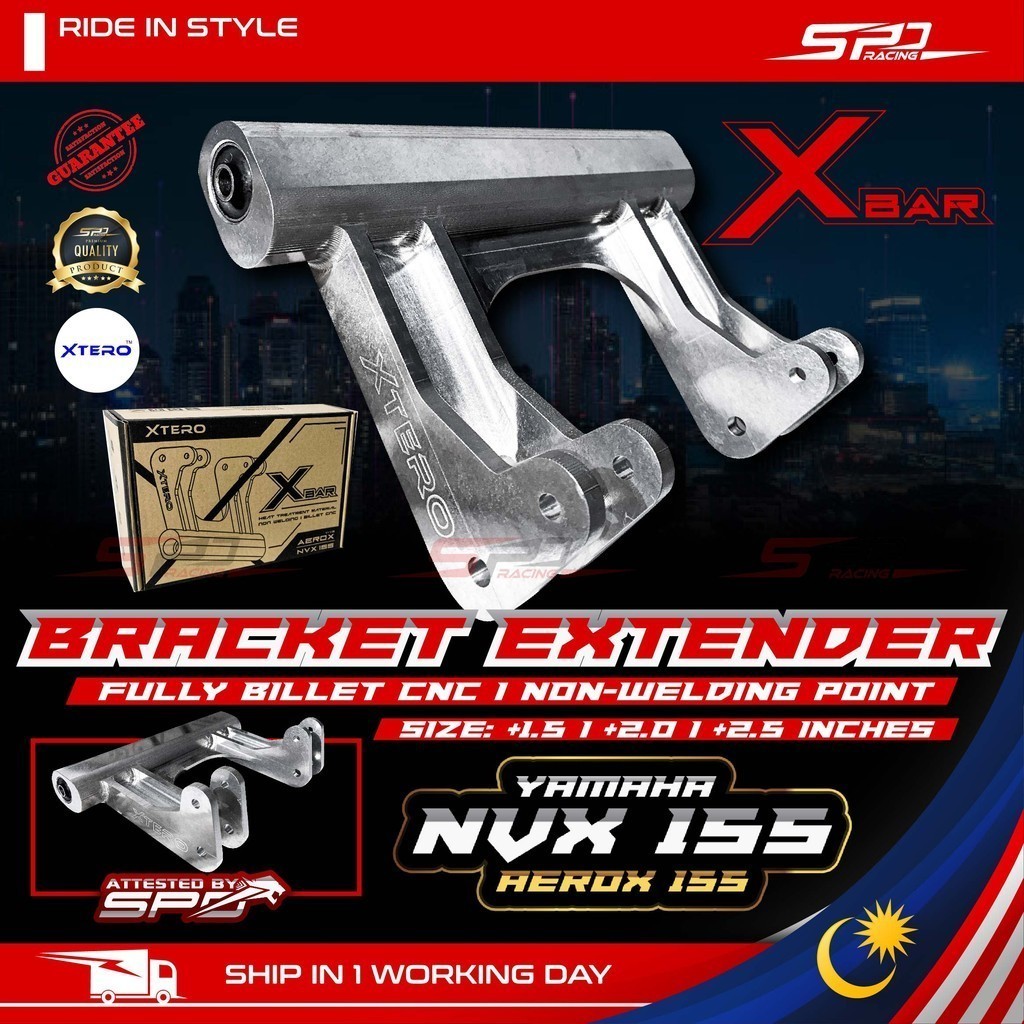 Bracket Extender XTERO NVX155 v1 v2 NMAX v2 inci 1.5 2.0 2.5 inch No ...
