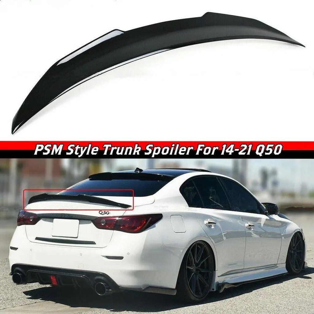 Black/Carbon Q50 Rear Wing Lip Car Rear Trunk Boot Lip Wing Extension ...