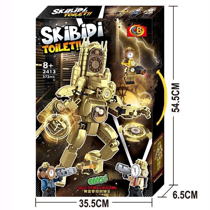 Gold Titan Clock Man Compatible Lego Building Block Toilet Man Monitor ...