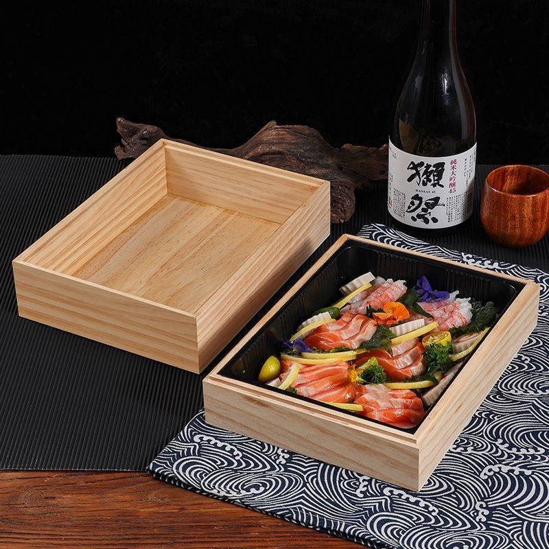 Sashimi Lunch Box Sushi Wooden Box Salmon Packaging Box Japanese ...