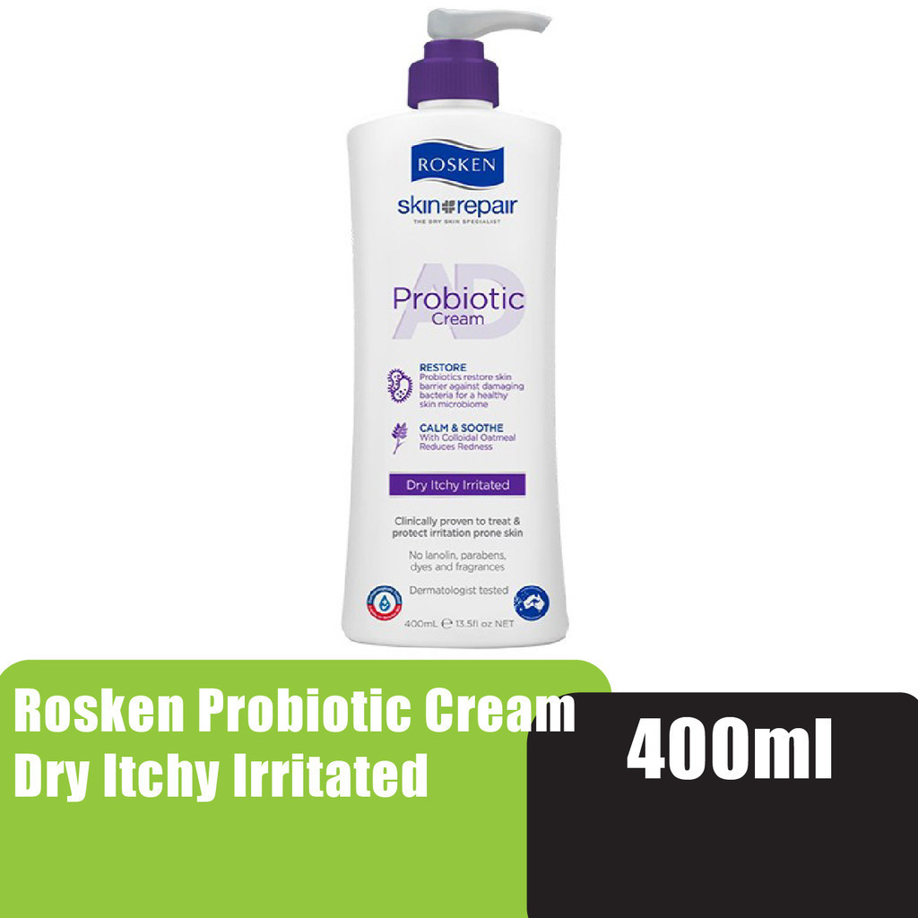 ROSKEN Probiotic Hand Cream 400ml - Dry Itchy Irritated Sensitive skin ...