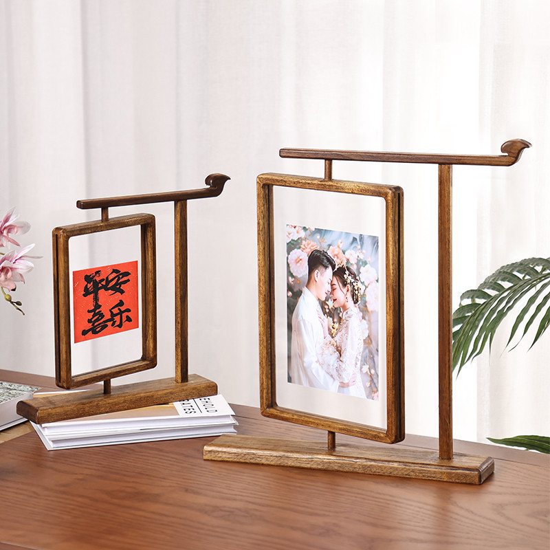 Personalized Rotatable Teak Photo Frame Family Photo Frame Vertical ...