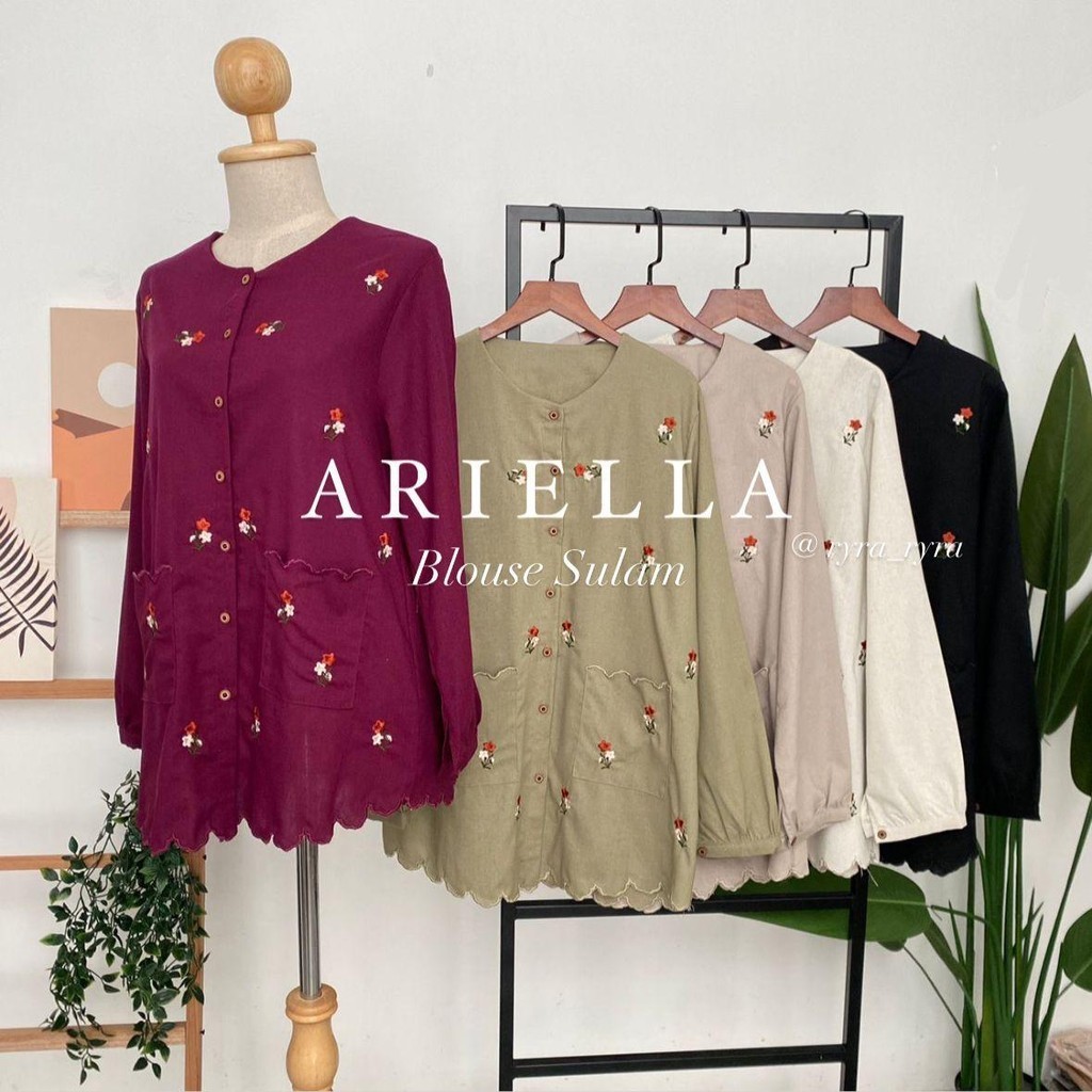 ARIELLA BLOUSE SULAM ( COTTON LINEN ) | Shopee Malaysia