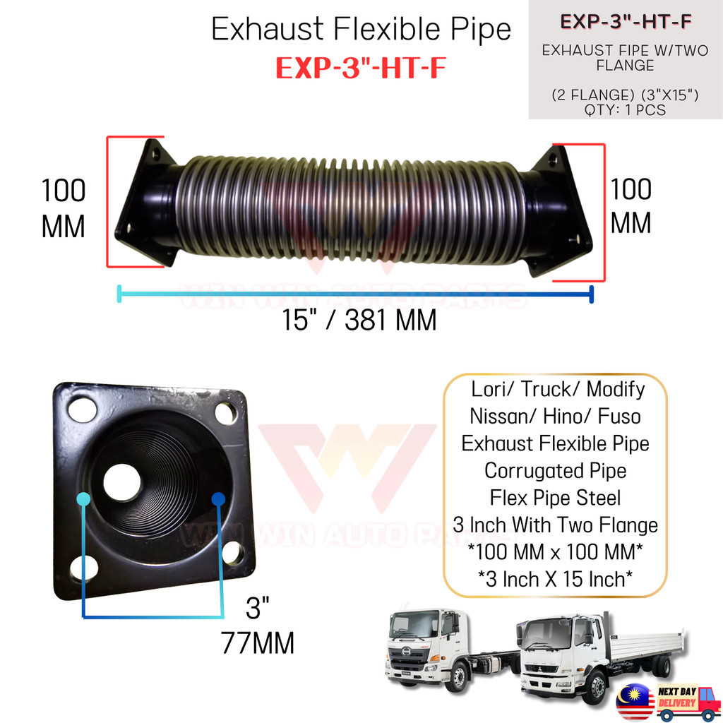 Exhaust Flexible Pipe Lori Truck Modify= Nissan/ Hino/ Fuso Corrugated ...