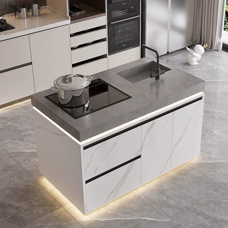 Stone Plate Separate Kitchen Island Bar Table Integrated Light Luxury ...