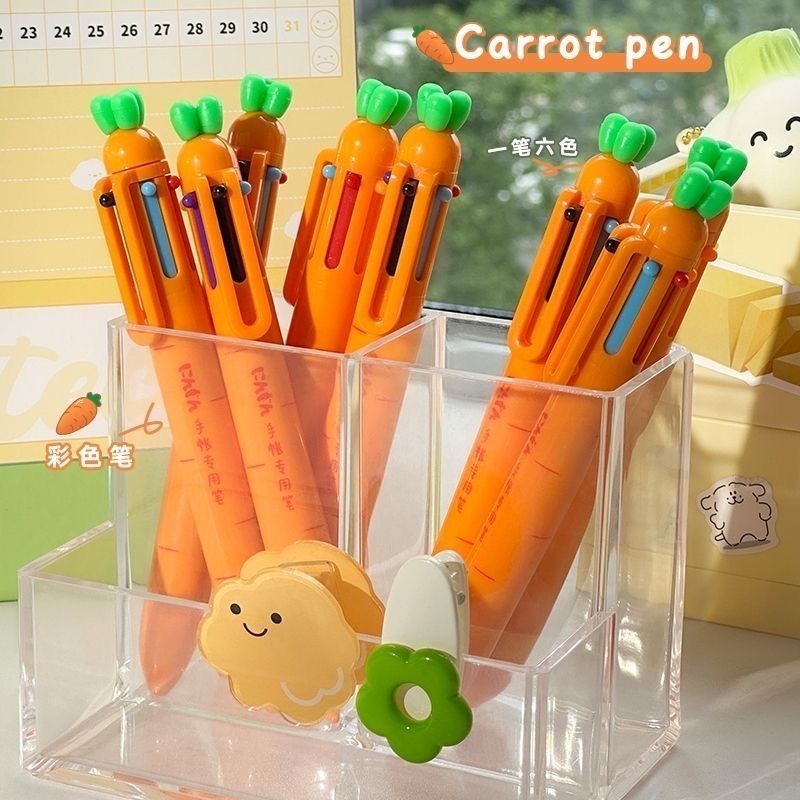 Six-color ballpoint pen multi-color press radish cartoon cute i-pen ...