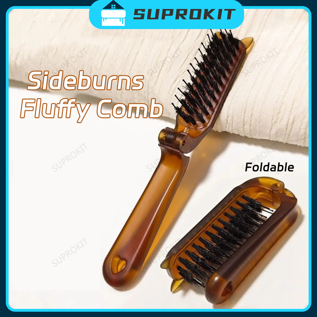 Folding Sideburns Fluffy Comb Collapsable Portable Pocket Boar Bristle ...