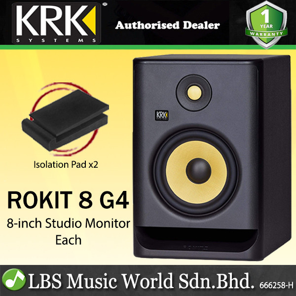 KRK ROKIT 8 G4 8 Inch Powered Active Studio Monitor Speaker Black with ...