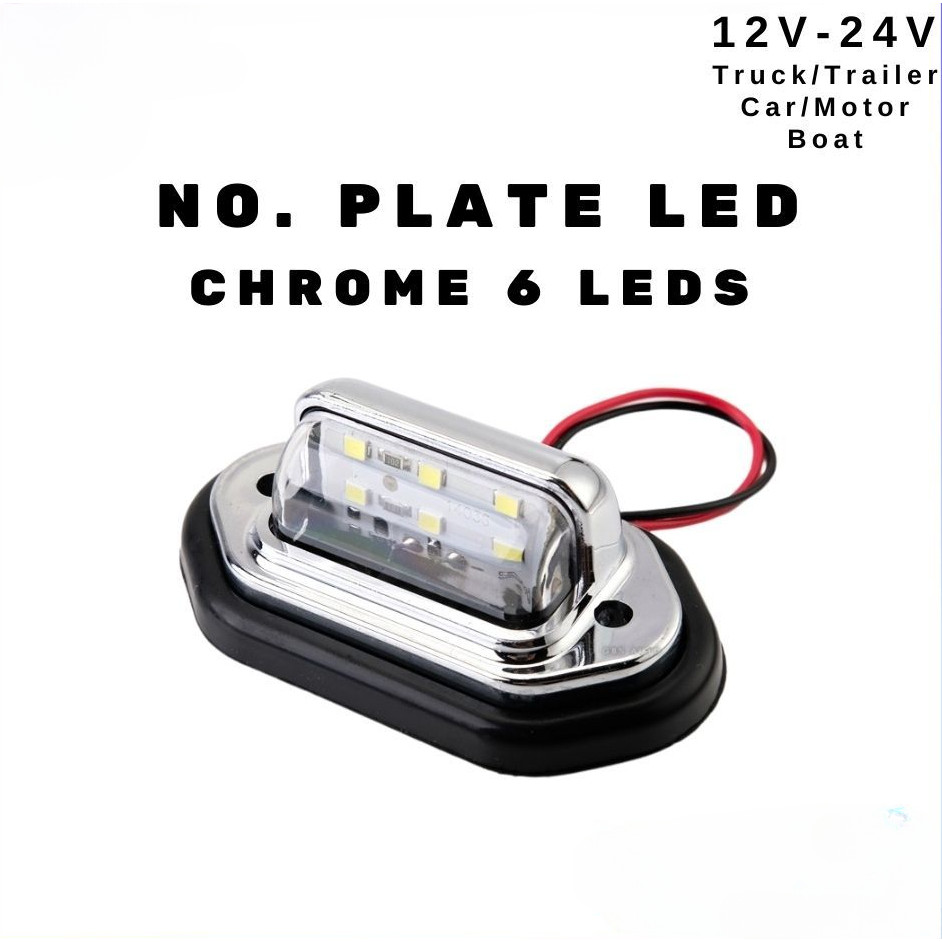 Universal License Number Plate Light 6 LED Waterproof Tail Light 12-24V ...