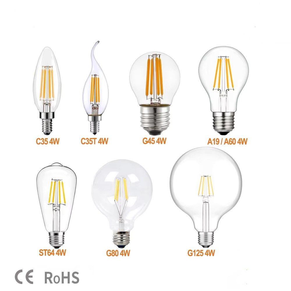 C35 4W LED Filament Bulb E27 Dimmable Retro Edison Lamps E14 240V 2700K ...
