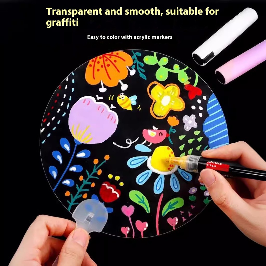 Wheat Field Life Museum Transparent Fan Group Fan diy Hand-Painted ...